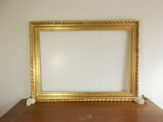 Large Ornate Gold Picture Frame Upcycled Vintage Carved Wood | Etsy