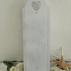White Shabby Chic Heart Mail / Key Rack Storage Organizer Upcycled ...