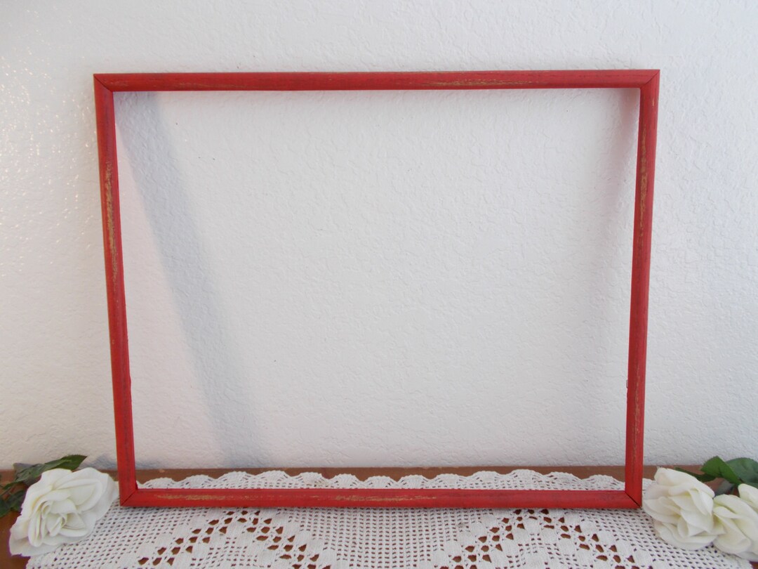 Large Red Wood Picture Frame 16 X 20 Rustic Shabby Chic Distressed ...