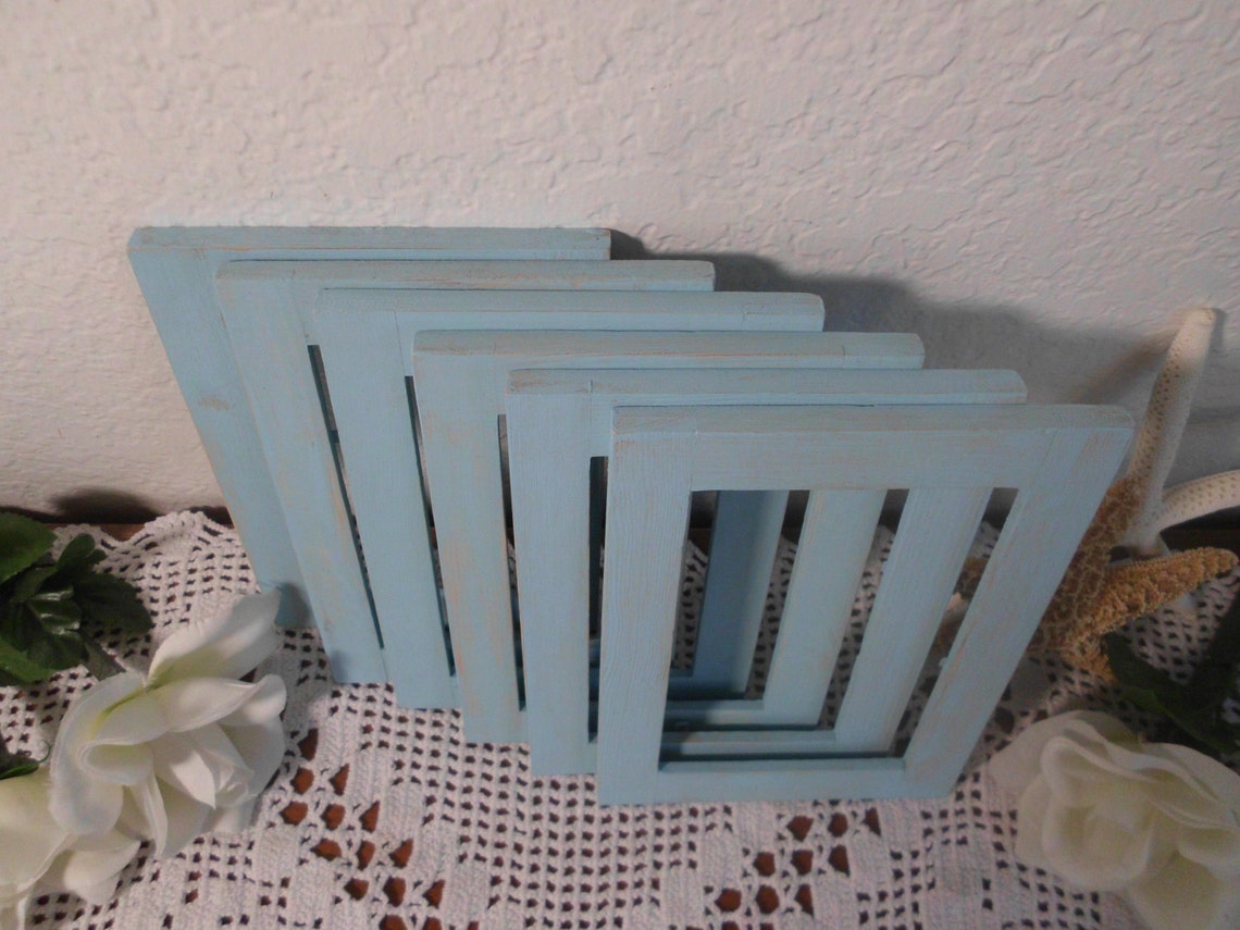 Light Sky Blue Frame Beach Cottage Shabby Chic 4 X 6 Picture Photo ...