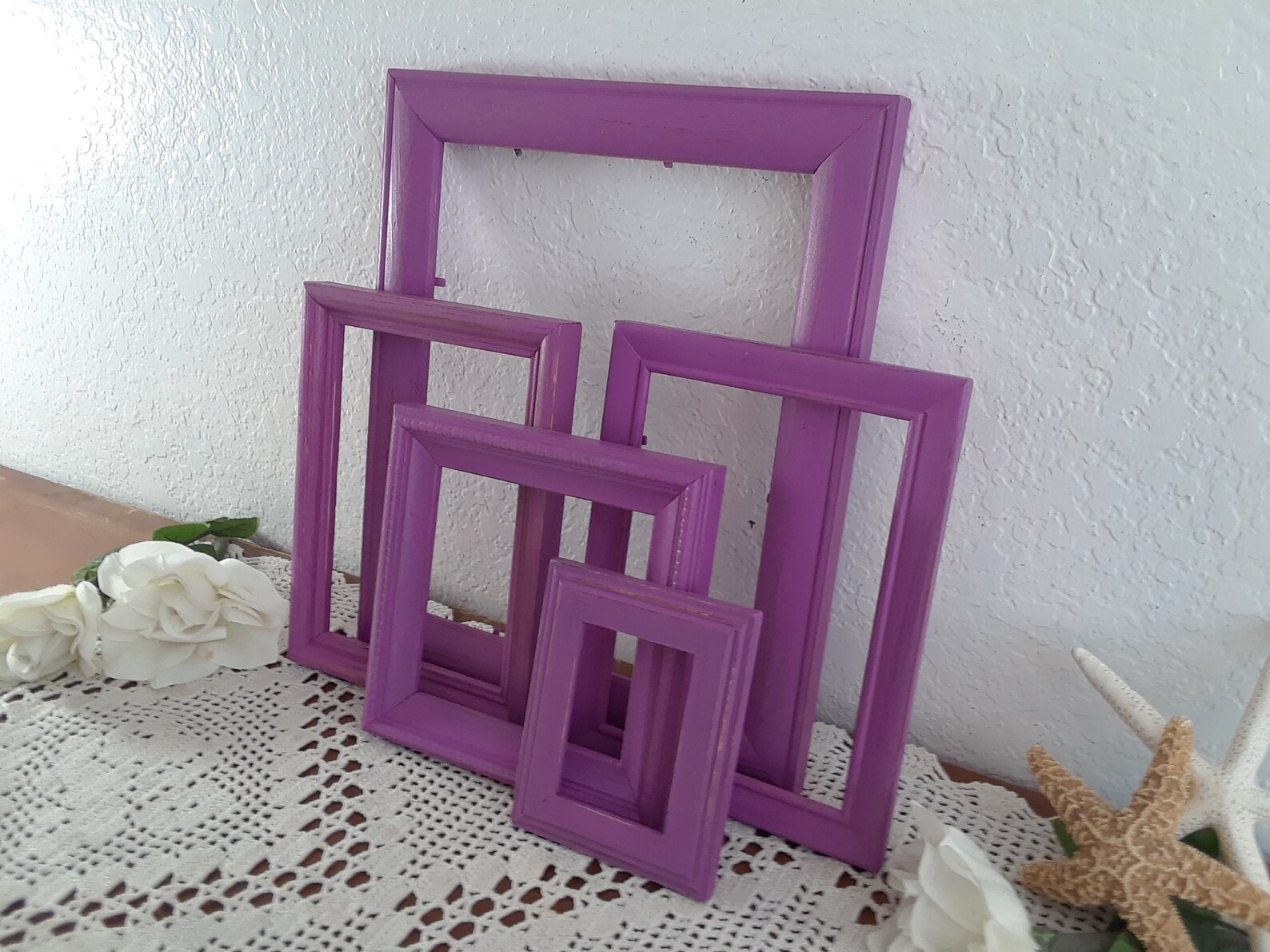 Radiant Orchid Picture Frame Set Shabby Chic Photo Wall - Etsy