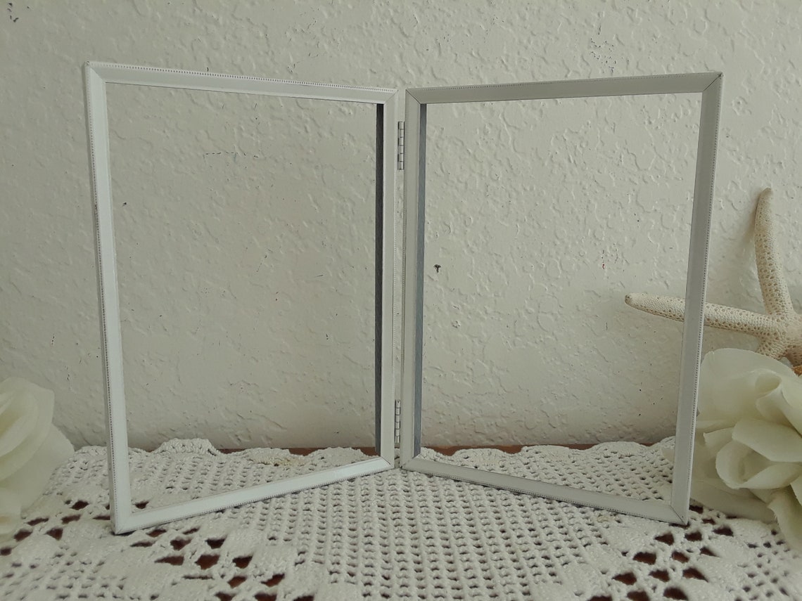 White Shabby Chic Hinged Picture Frame Two 5x7 Double Sided | Etsy