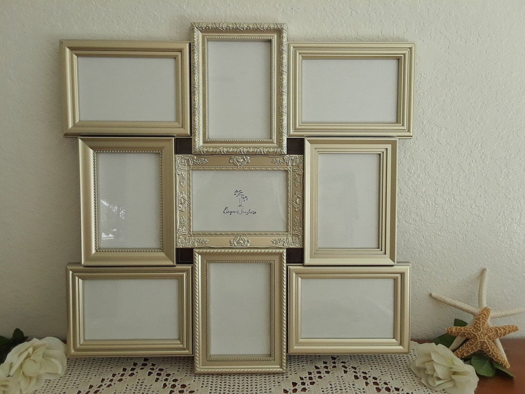 Light Champagne Gold Wedding Seating Chart Picture Frame Collage Spring ...