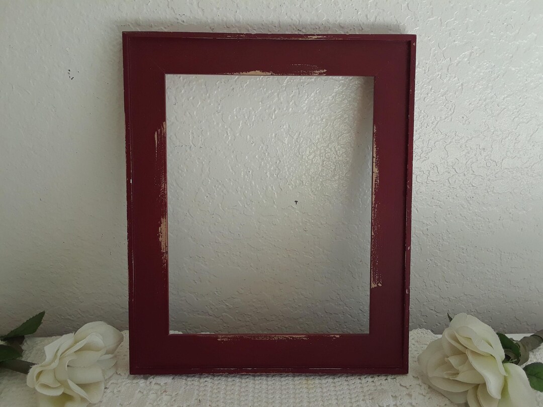Red Picture Frame 8 X 10 Photo Decoration Upcycled Vintage Rustic ...