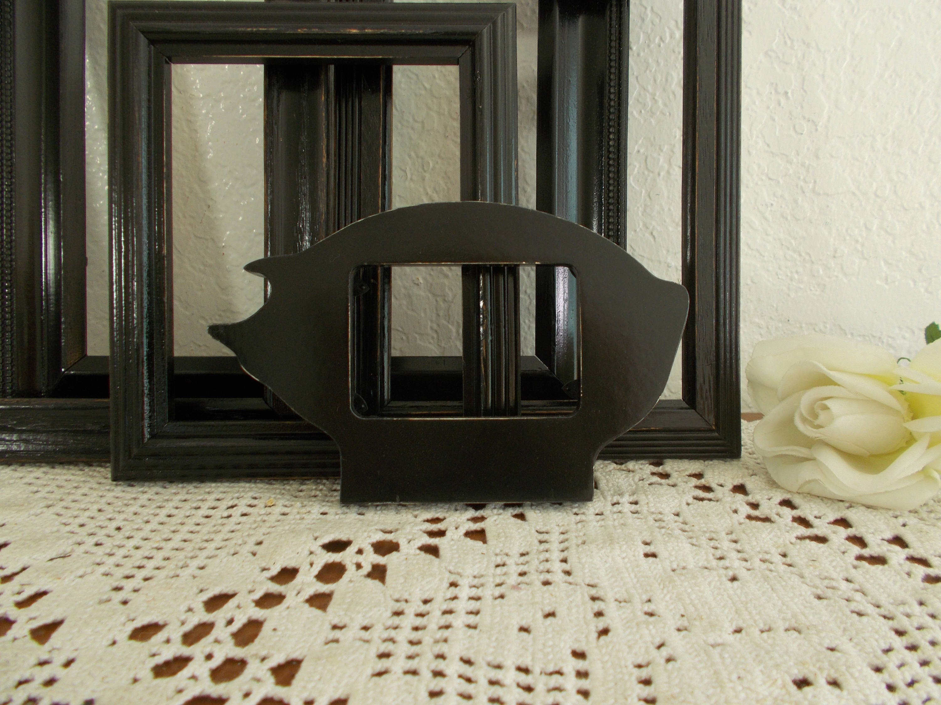 Black Pig Picture Frame Set Photo Gallery Collection Country Farmhouse ...