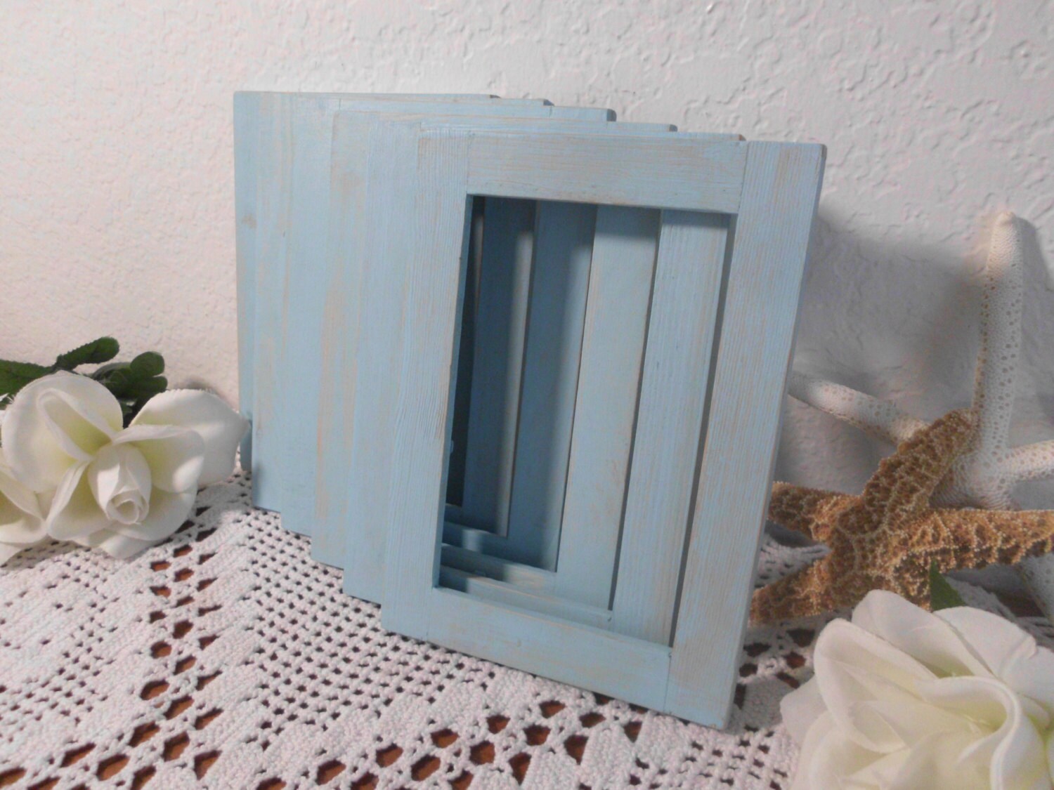 Light Sky Blue Frame Beach Cottage Shabby Chic 4 X 6 Picture Photo ...