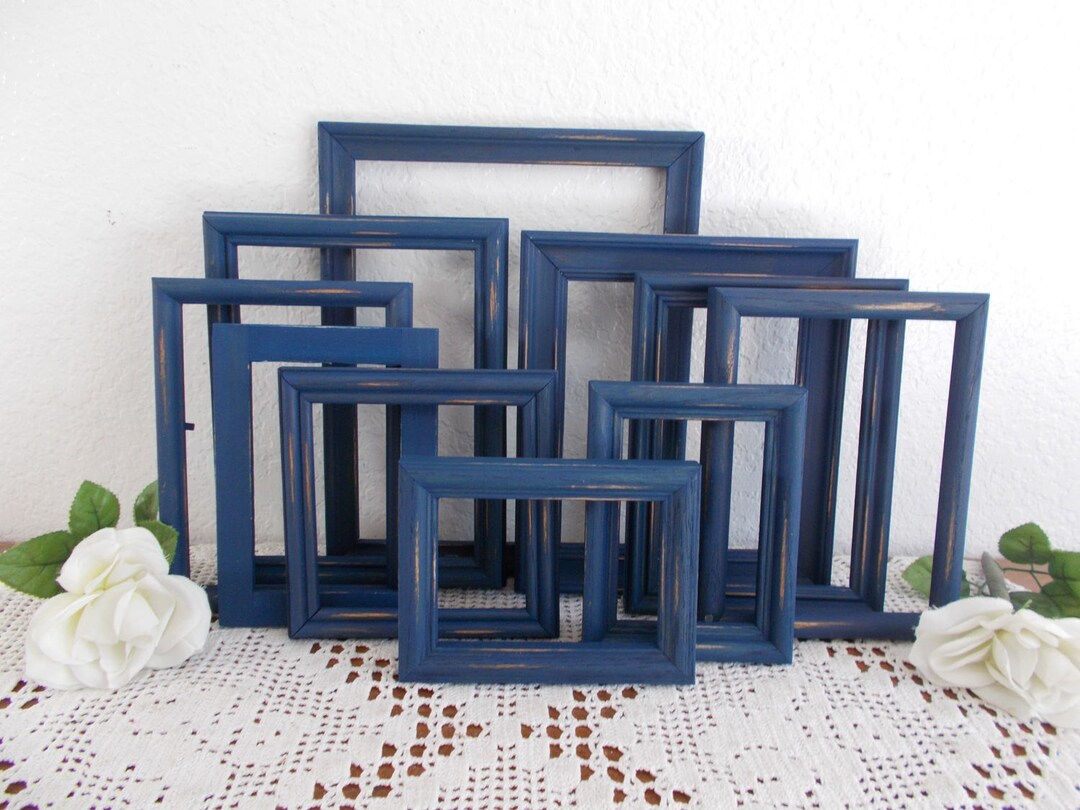 Navy Blue Frame Set Rustic Nautical Cape Cod Shabby Chic Distressed ...