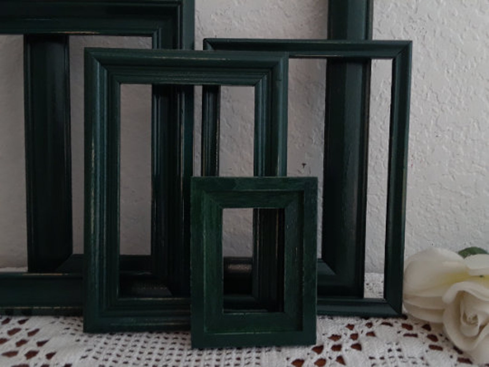 Dark Green Picture Frame Set up Cycled Vintage Rustic Shabby - Etsy