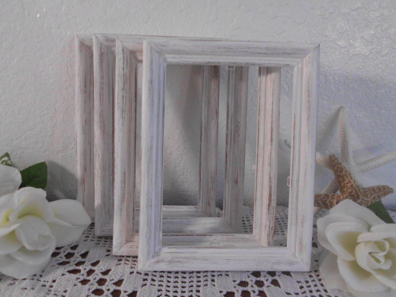 White Shabby Chic Wedding Table Number Frame Rustic Distressed ...