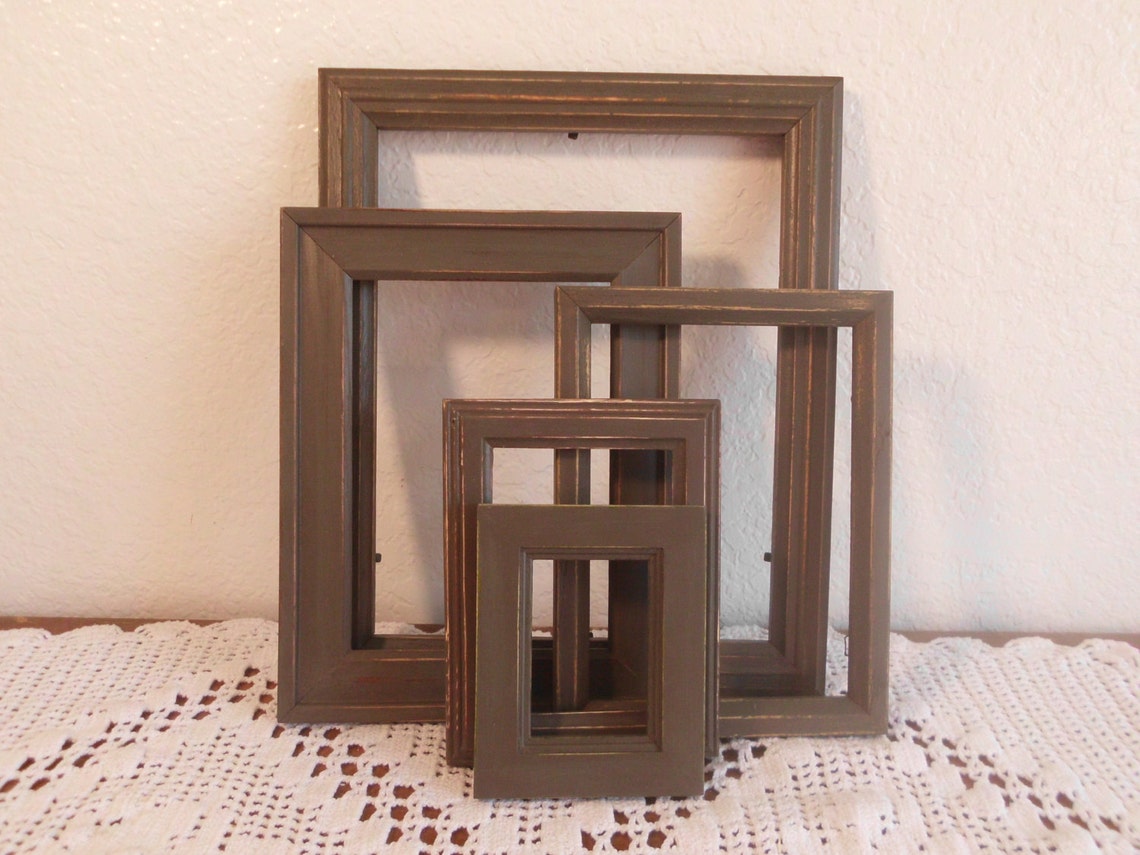 Gray Picture Frame Set Rustic Grey Shabby Chic Distressed - Etsy