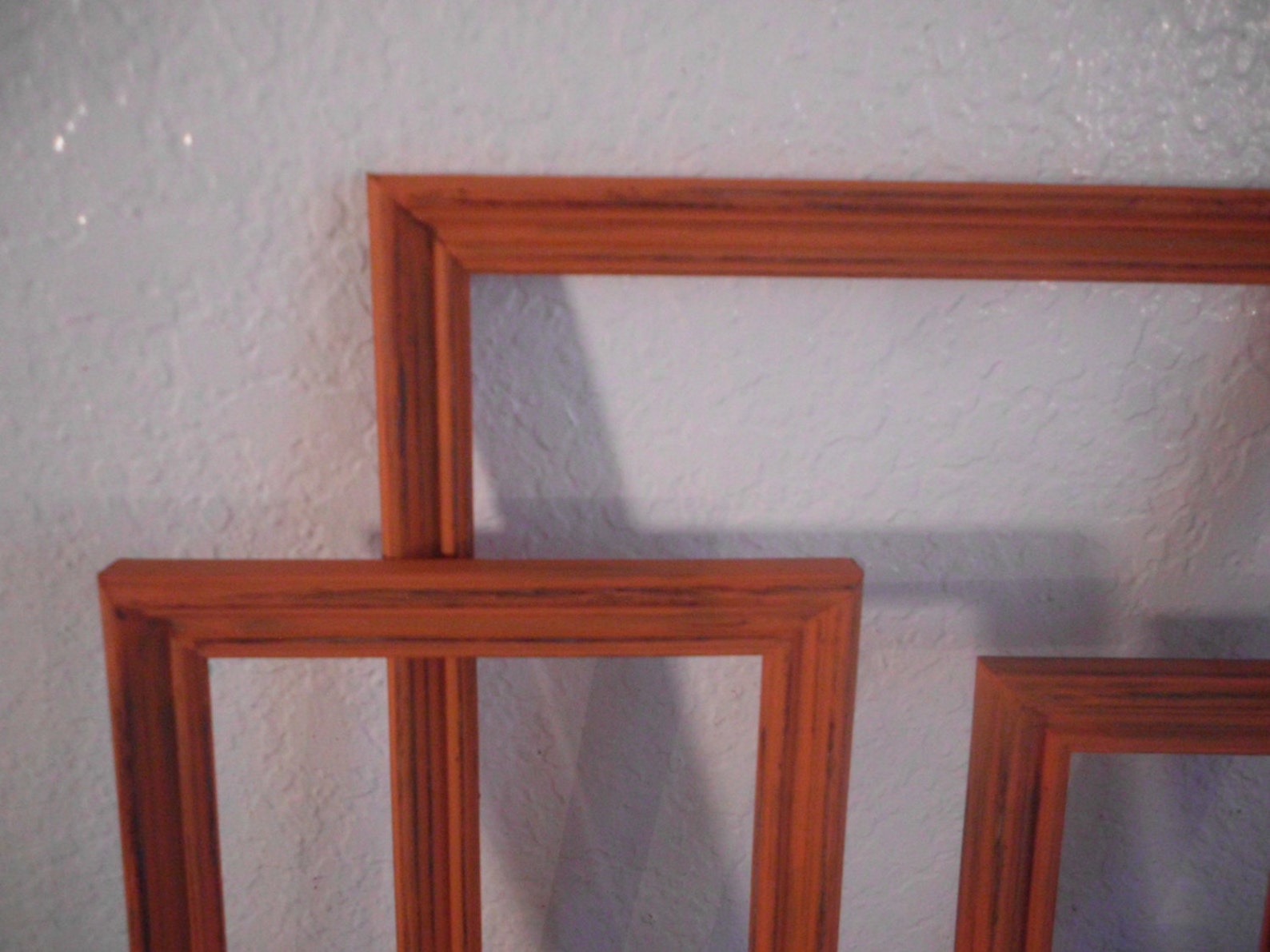 Orange Picture Frame Set Rustic Shabby Chic Distressed Photo Wall ...