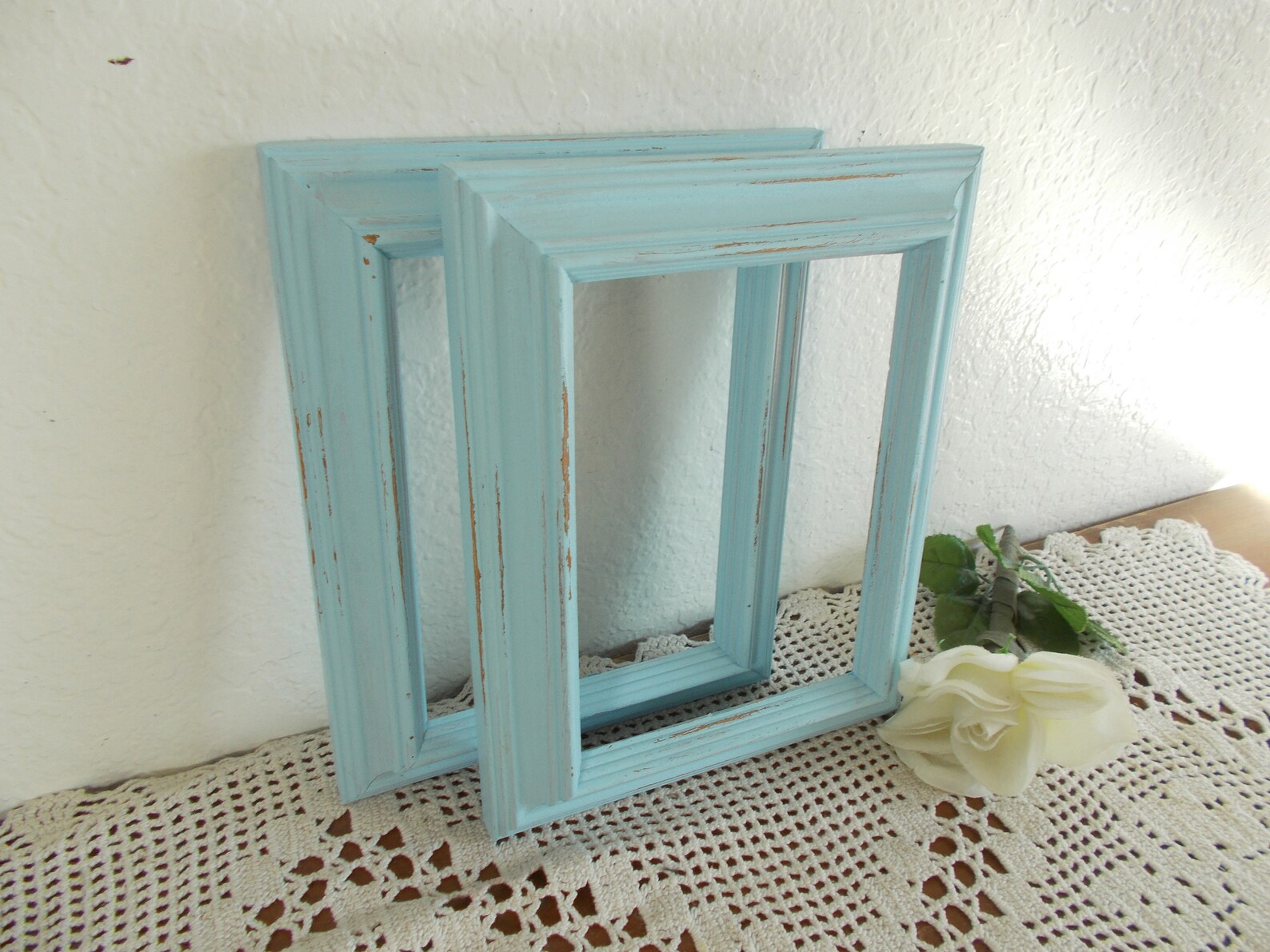 Light Blue Picture Frame up Cycled Vintage Wood 5 X 7 Photo Decoration ...