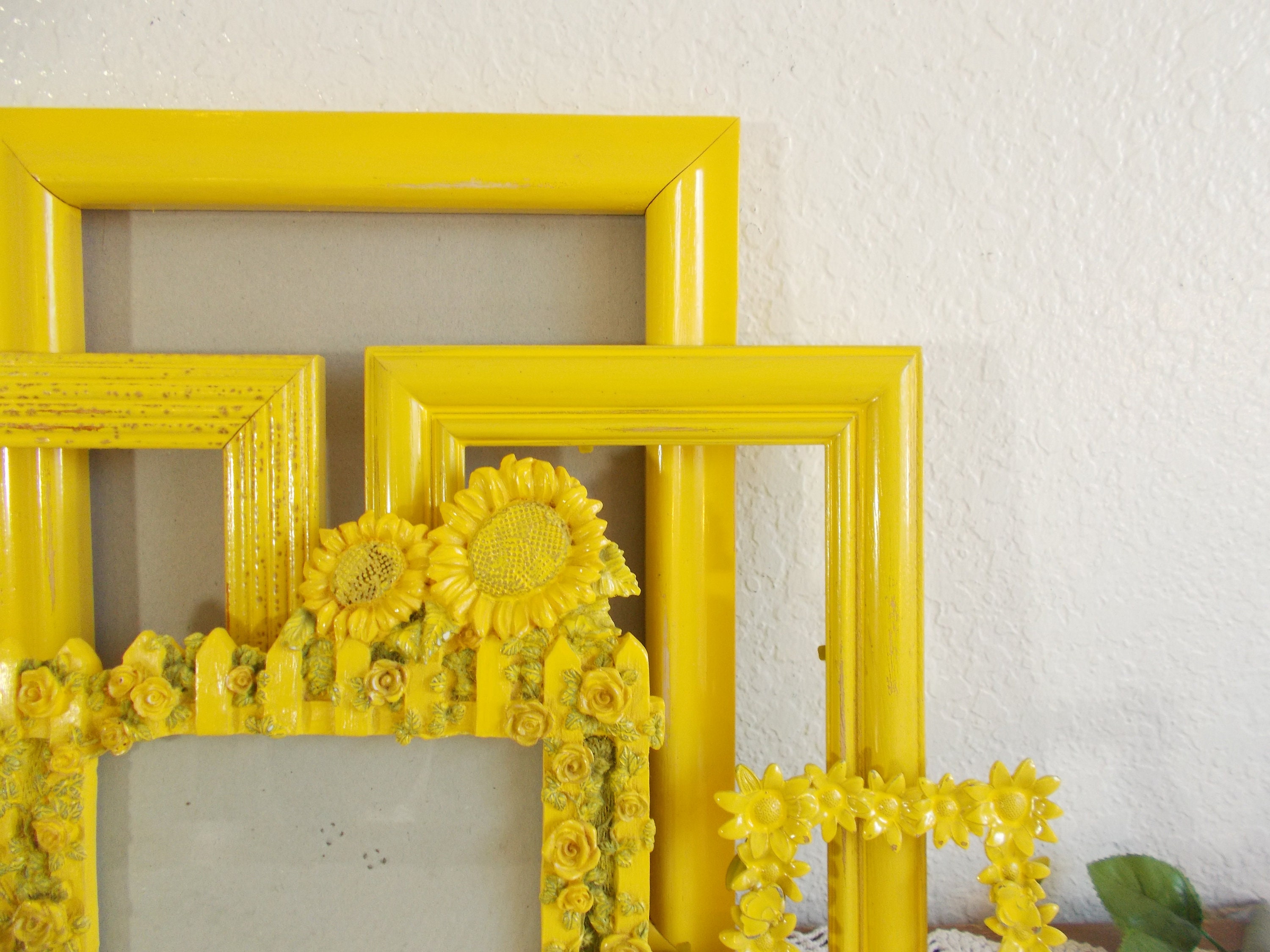 Yellow Sunflower Picture Frame Set Photo Gallery Collection Country ...