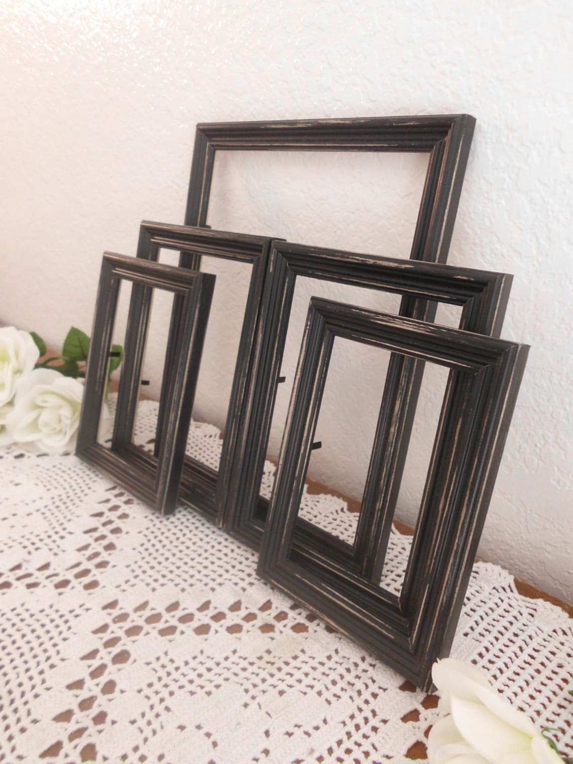 Black Picture Frame Set Rustic Distressed Photo Gallery | Etsy