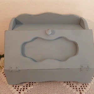 Blue Bread Box Rustic Shabby Chic Distressed Wood Storage Kitchen Beach ...