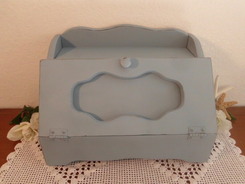 Blue Bread Box Rustic Shabby Chic Distressed Wood Storage - Etsy