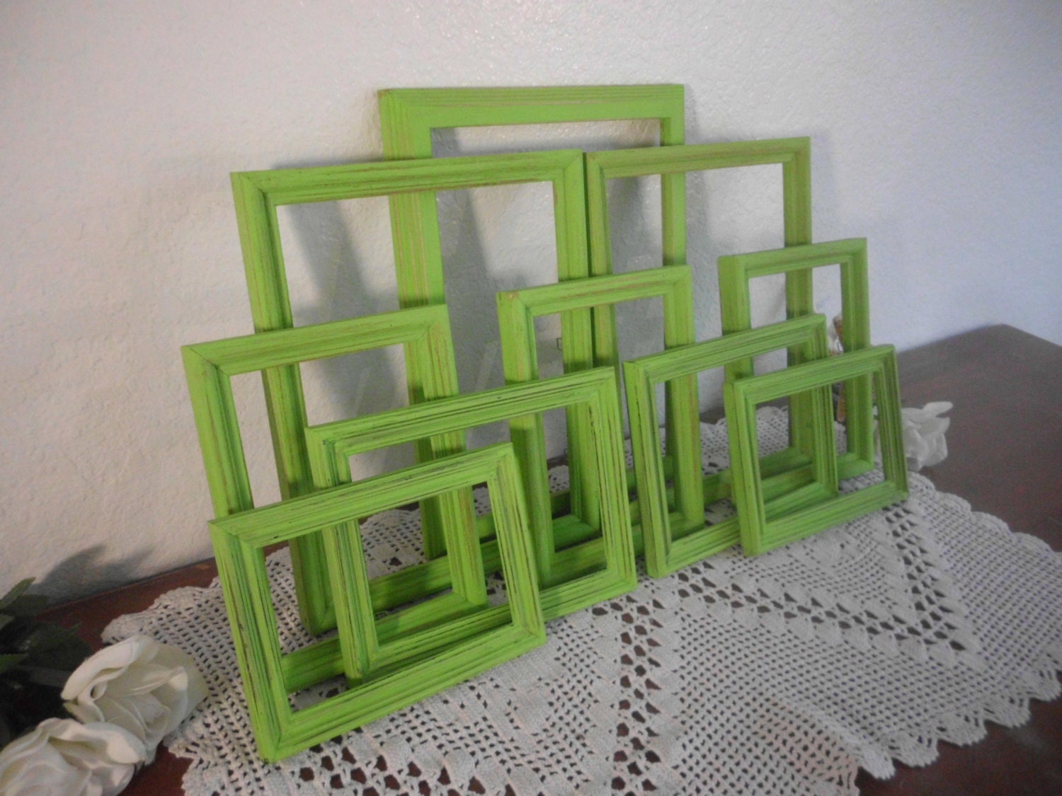 Lime Green Frame Set Bright Shabby Chic Beach Cottage Tropical Island ...
