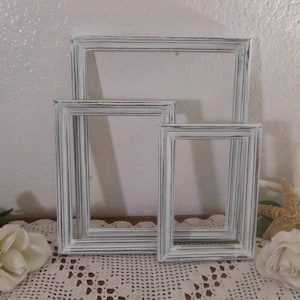 White Frame Set Rustic Shabby Chic Distressed Picture Photo Beach ...