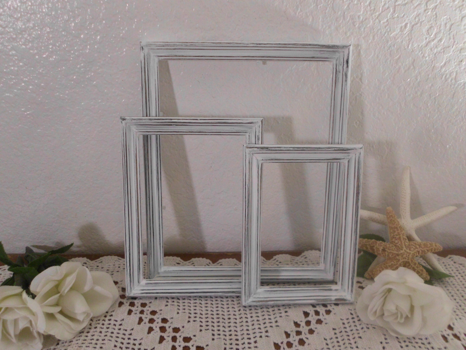 White Frame Set Rustic Shabby Chic Distressed Picture Photo - Etsy