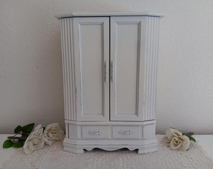 Large White Jewelry Box Rustic Shabby Chic Distressed Vintage Beach ...