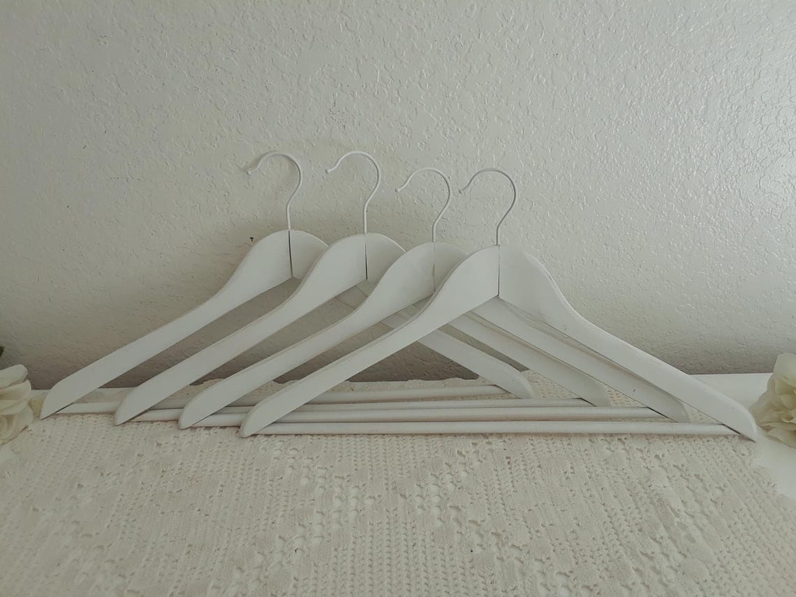 White Shabby Chic Clothes Hanger Rustic Distressed Wood Romantic ...