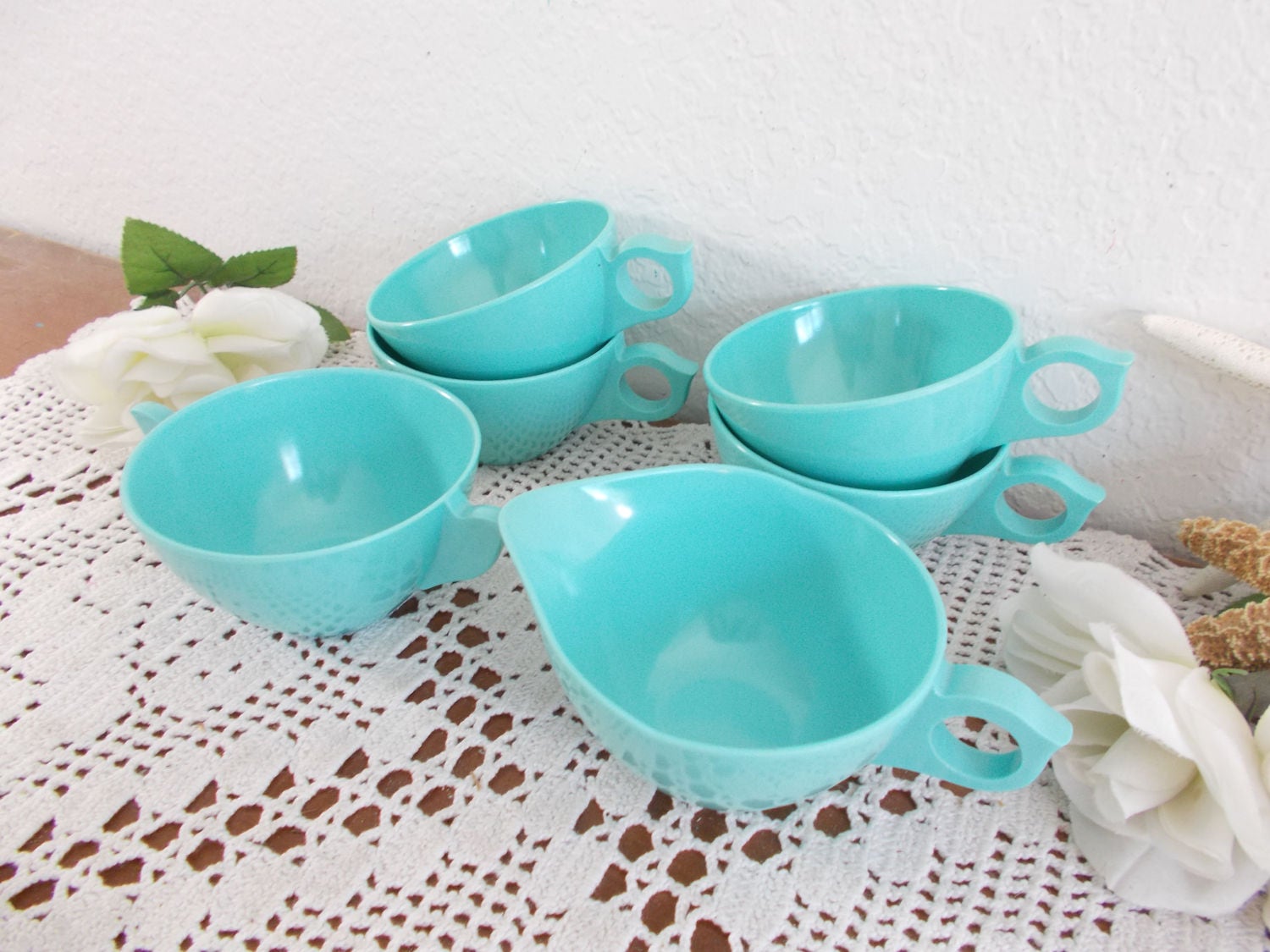 Vintage Aqua Turquoise Blue Coffee Tea Cup Sugar Creamer Set 1950s ...