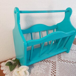 Aqua Turquoise Blue Magazine Rack Rustic Shabby Chic Distressed up ...