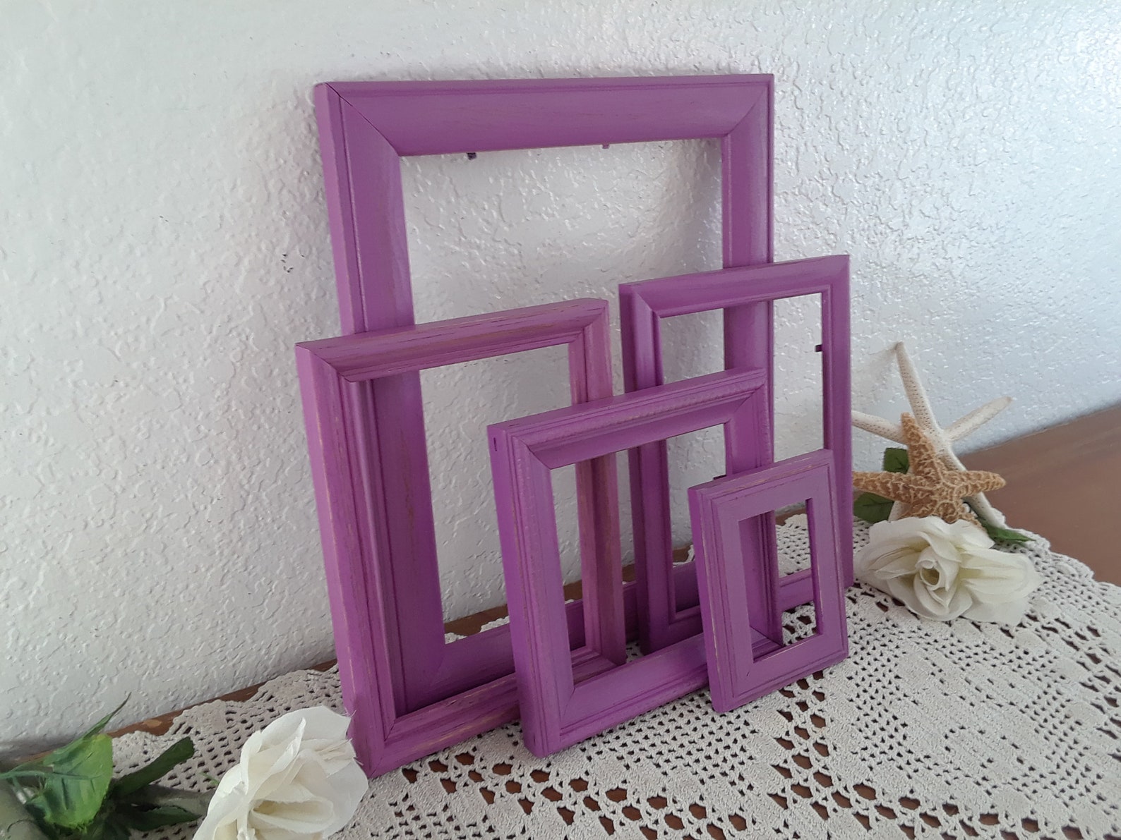 Radiant Orchid Picture Frame Set Shabby Chic Photo Wall Gallery ...