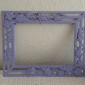 Iris Lavender Purple Grape Picture Frame Upcycled Vintage Rustic Shabby ...