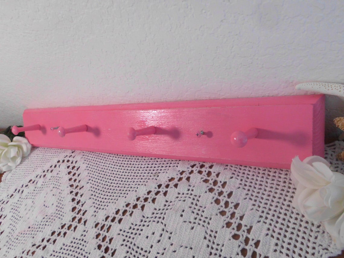 Pink Peg Rack Shabby Chic Key Robe Coat Organizer Cottage | Etsy