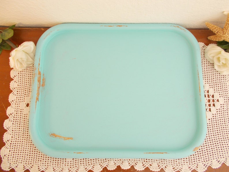 Large Mint Blue Green Serving Tray up Cycled Vintage Wood Rustic Shabby ...