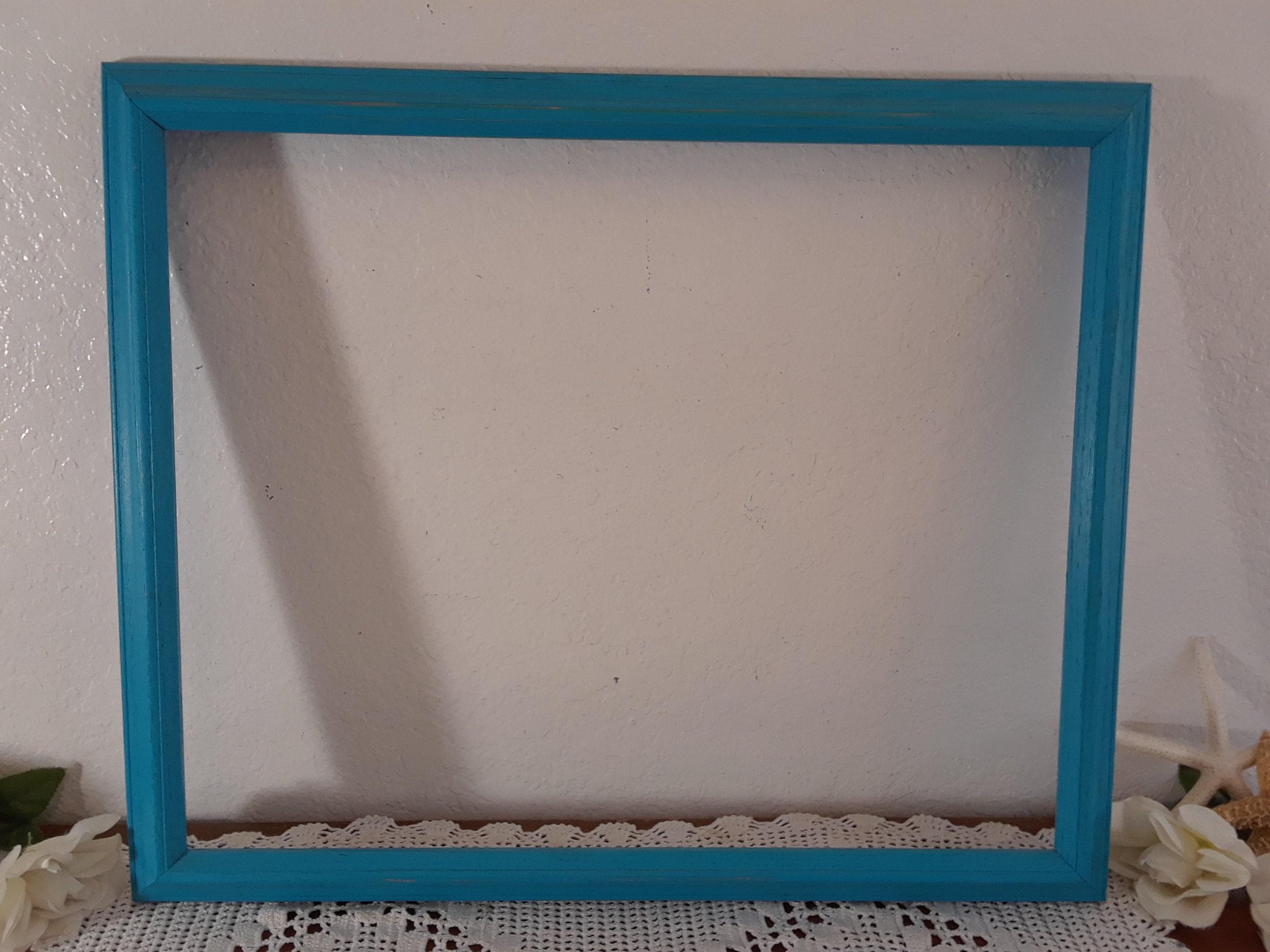Large Aqua Turquoise Blue Picture Frame Up Cycled Vintage | Etsy