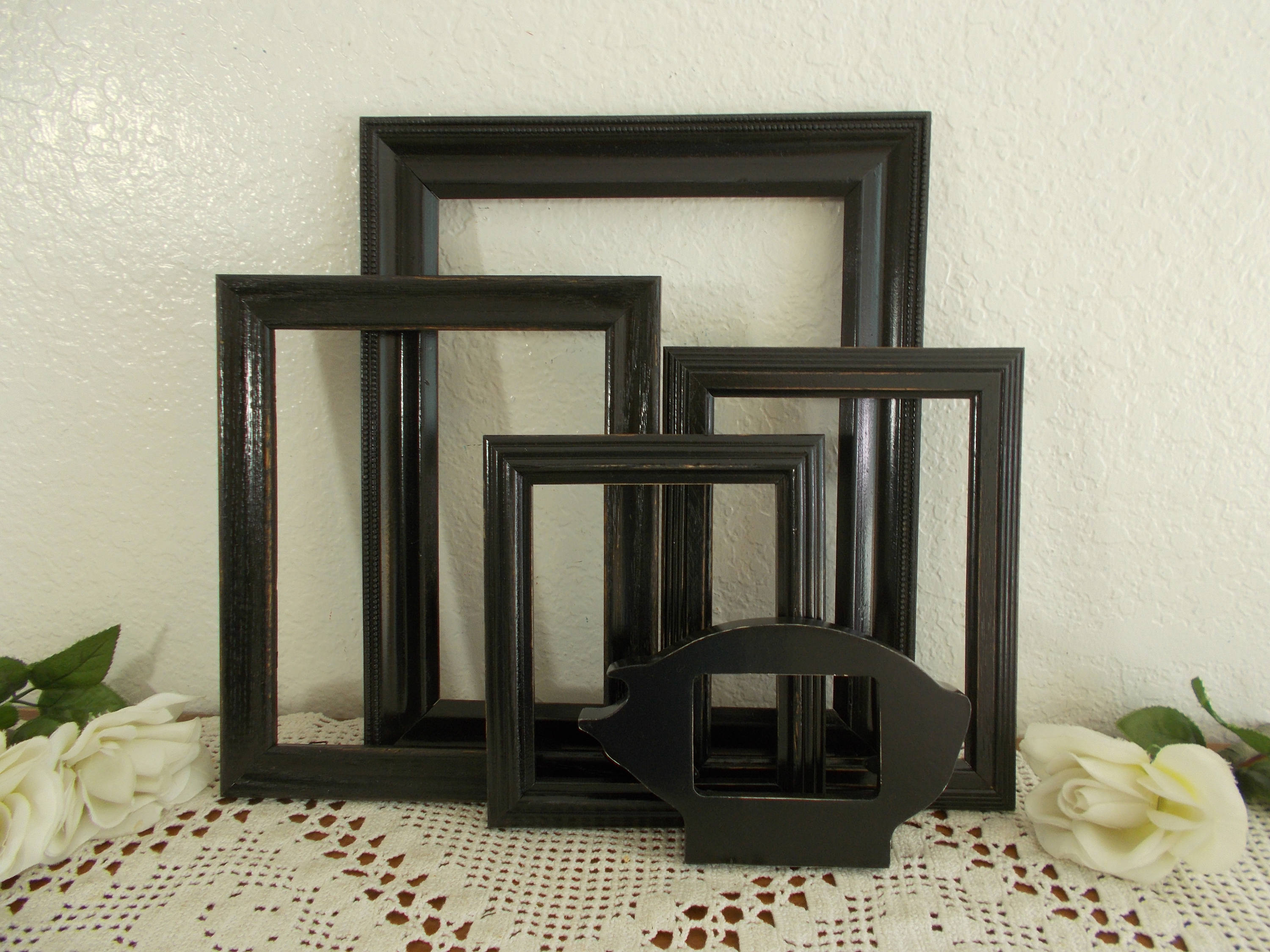 Black Pig Picture Frame Set Photo Gallery Collection Country Farmhouse ...
