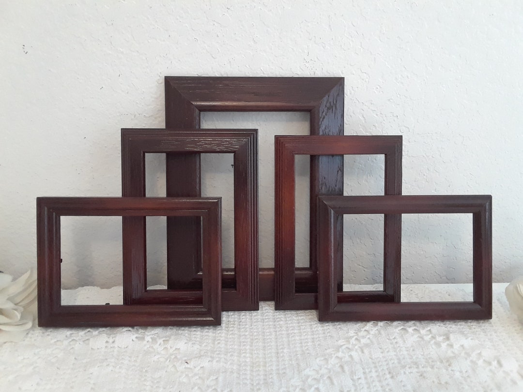 Dark Walnut Stained Wood Picture Frame Set Upcycled Vintage Photo ...