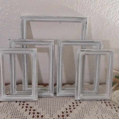 White Frame Set Rustic Shabby Chic Distressed Picture Photo - Etsy
