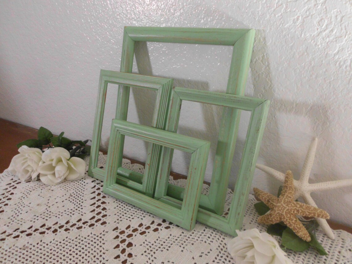 Light Green Frame Set Rustic Shabby Chic Distressed up Cycled Vintage ...