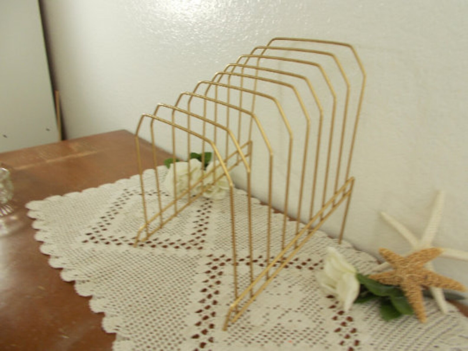 Gold Wire Desktop File Folder Storage Organizer Craft Room Business ...