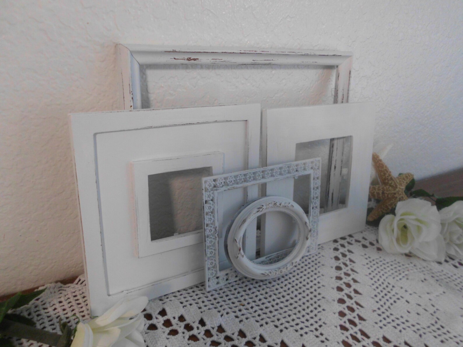White Shabby Chic Frame Set Rustic Distressed Picture Photo | Etsy