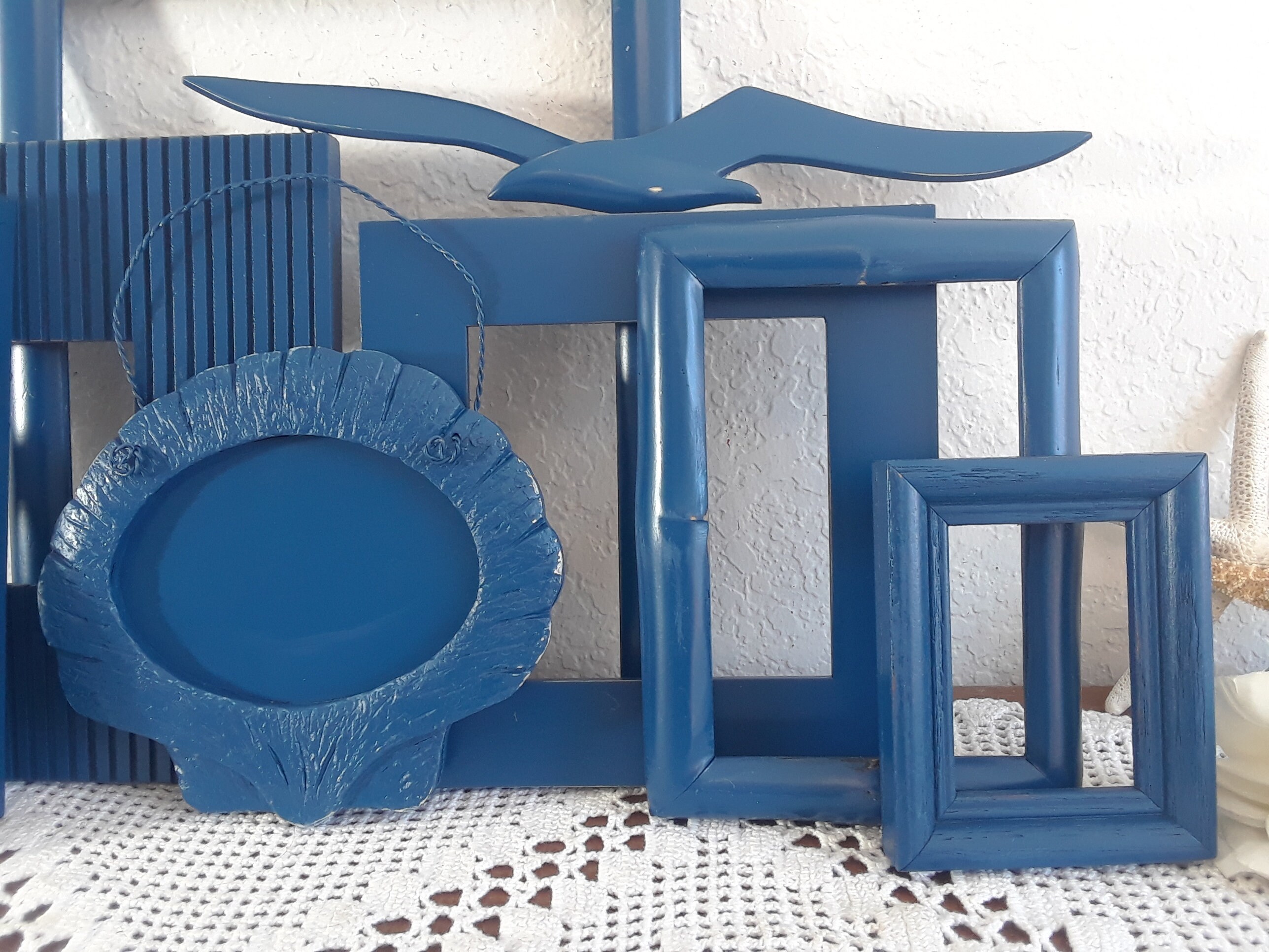 Navy Blue Picture Frame Set Rustic Shabby Chic Distressed | Etsy