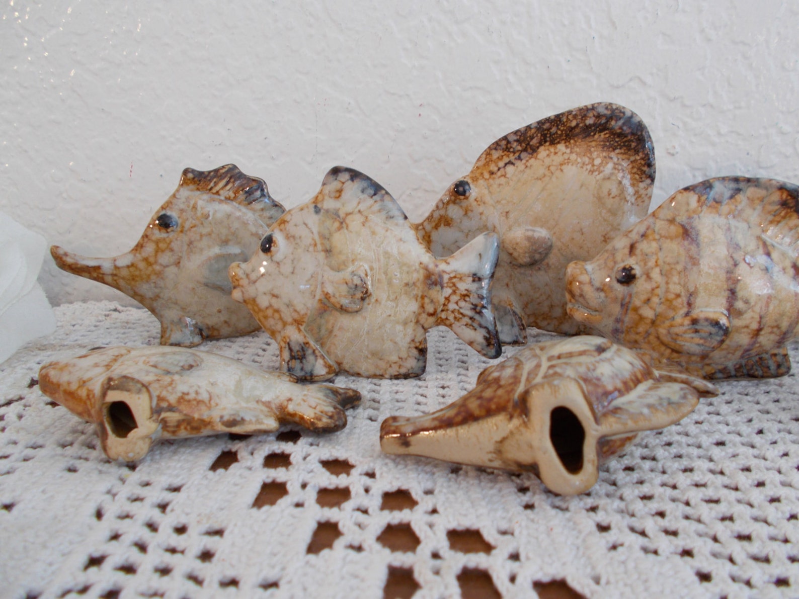 Vintage Ceramic Fish Figurine Collection Set Beach Cottage Coastal ...