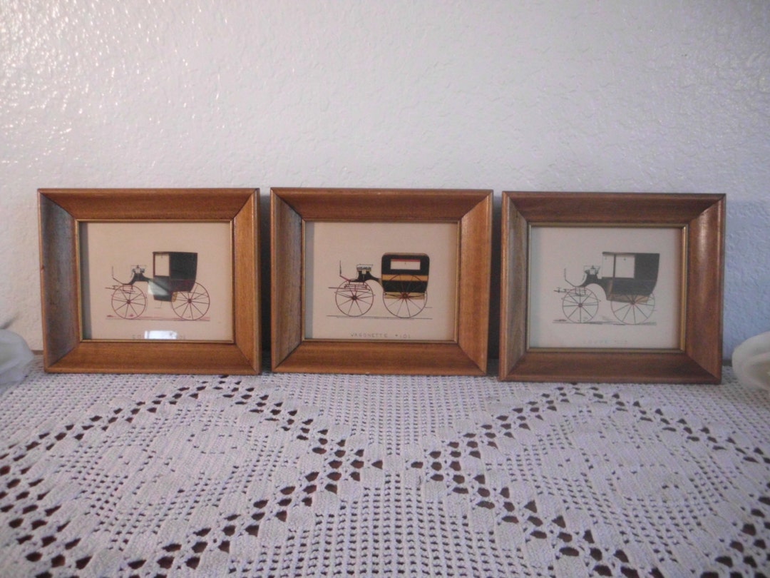 Vintage Car Picture Frame Set Mid Century Man Cave Home Decor Father's ...