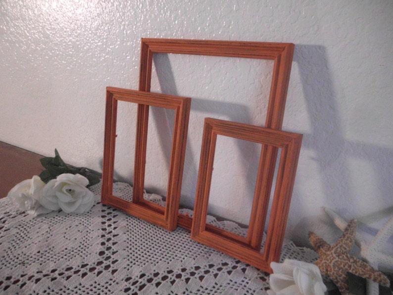 Orange Picture Frame Set Rustic Shabby Chic Distressed Photo Wall ...