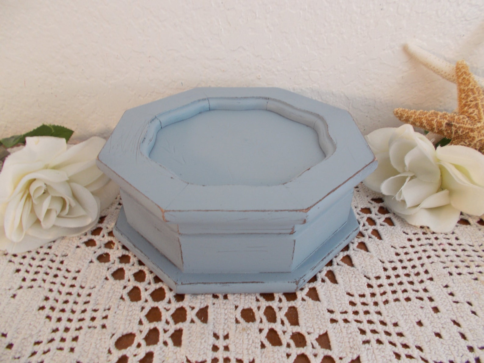 Blue Grey Jewelry Box Rustic Shabby Chic Distressed Organizer | Etsy