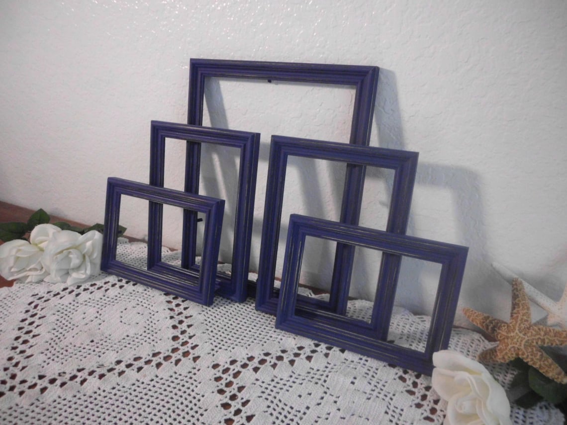 Navy Blue Frame Set Rustic Shabby Chic Distressed Picture | Etsy