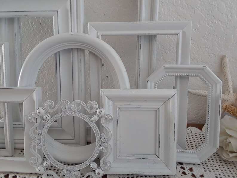 White Shabby Chic Picture Frame Set up Cycled Vintage Photo - Etsy