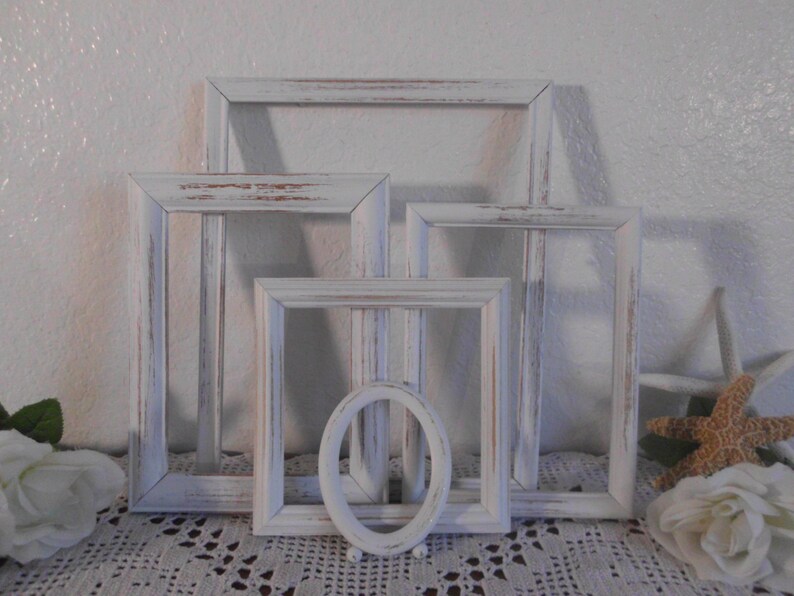 White Shabby Chic Frame Set Rustic Distressed Picture Photo Paris ...