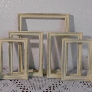Light Yellow Ivory Frame Set Pale Shabby Chic Picture Photo Country ...