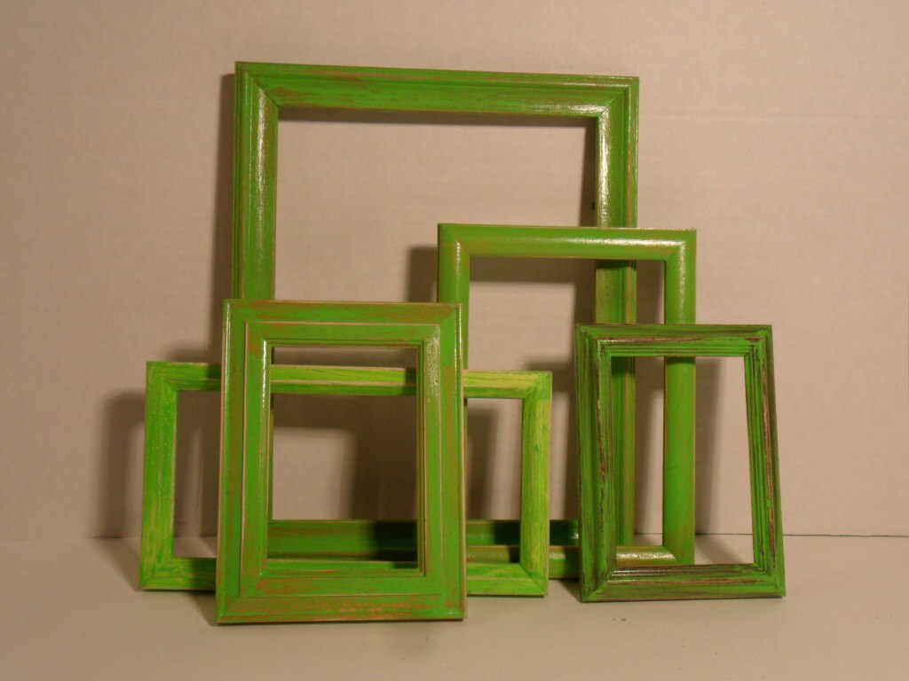 Lime Green Picture Frames Shabby Chic Photo Gallery Collection | Etsy