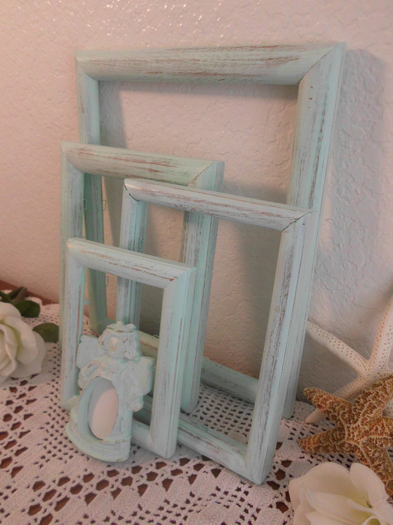 Mint Green Picture Frame Set Rustic Shabby Chic Distressed | Etsy