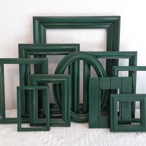 Dark Forest Green Picture Frame Set up Cycled Vintage Rustic Shabby ...